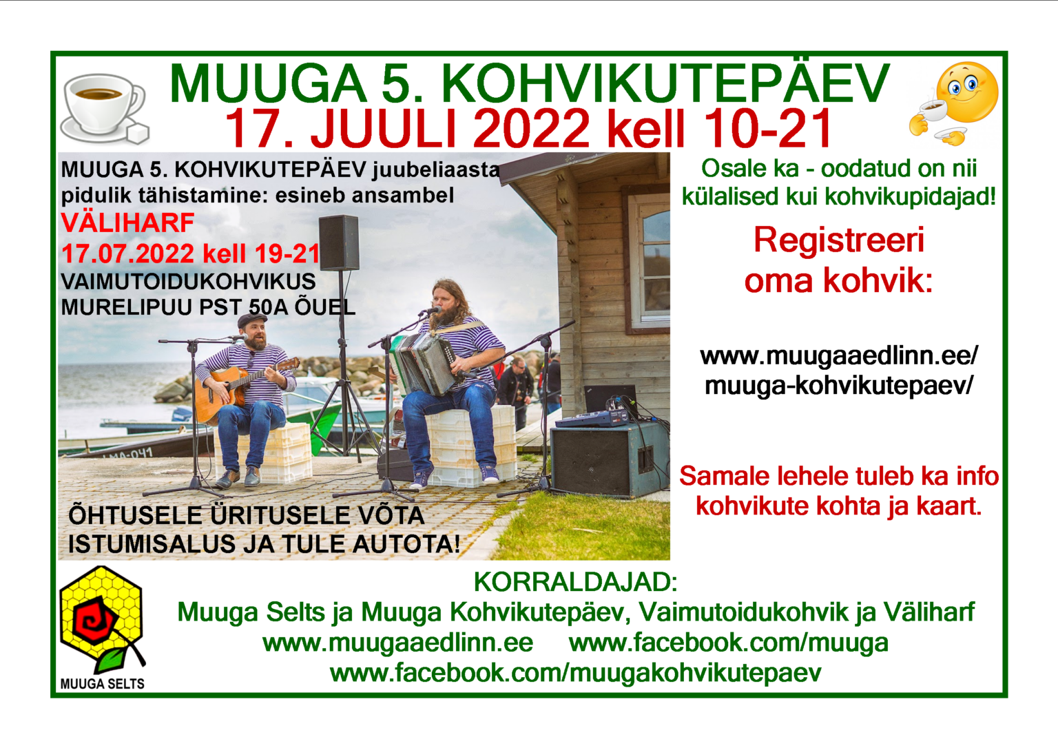 Muuga kohvikutepäev 2022, õhtul esineb ansambel Väliharf – MUUGA SELTS